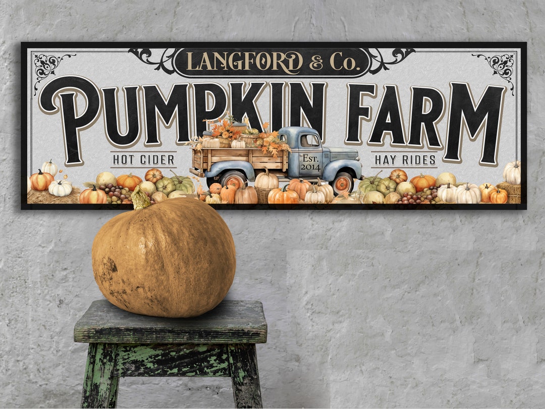 Pumpkin Farm Sign | Personalized Family Name Pumpkin | Rustic Farmhouse ...