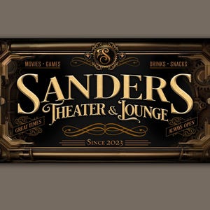 Personalized Steampunk Theater Sign: Metal or Canvas Game Room Decor - Etsy