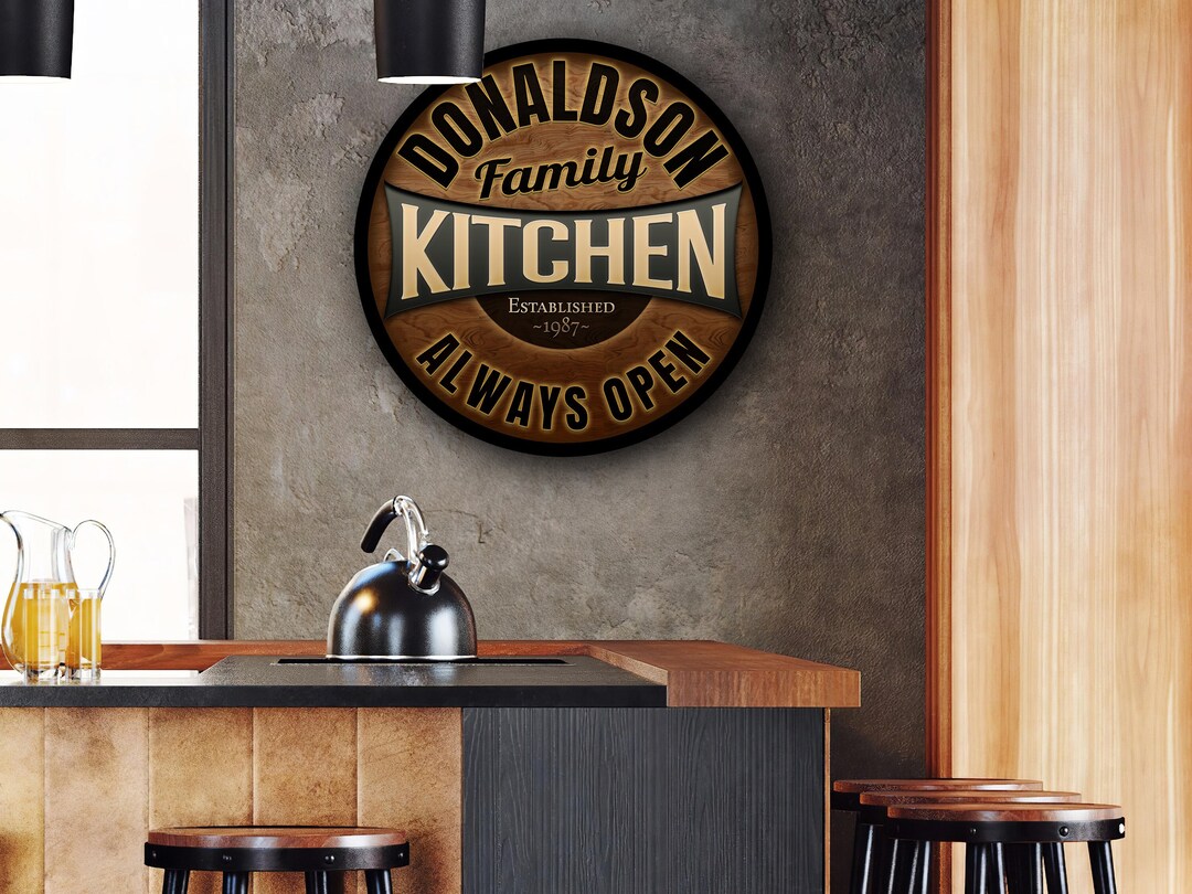 Metal Family Kitchen Sign Round Metal Kitchen Sign Kitchen Decor Custom ...