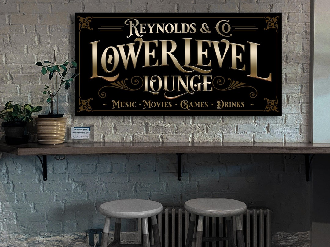 Lower Level Bar Sign, Personalized Bar Sign, Lower Level Sign, Man Cave ...