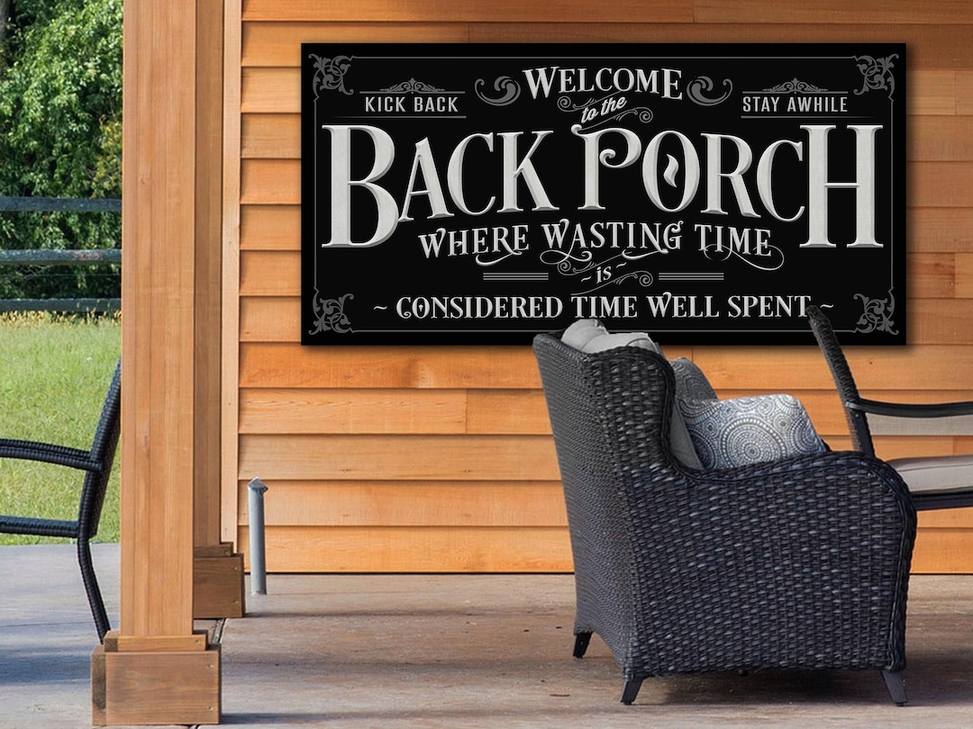Back Porch Sign: White Letters on Black, Farmhouse Decor - Etsy