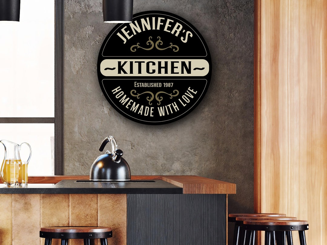 Solid Wood Family Kitchen Sign, Personalized Kitchen Sign, Kitchen ...