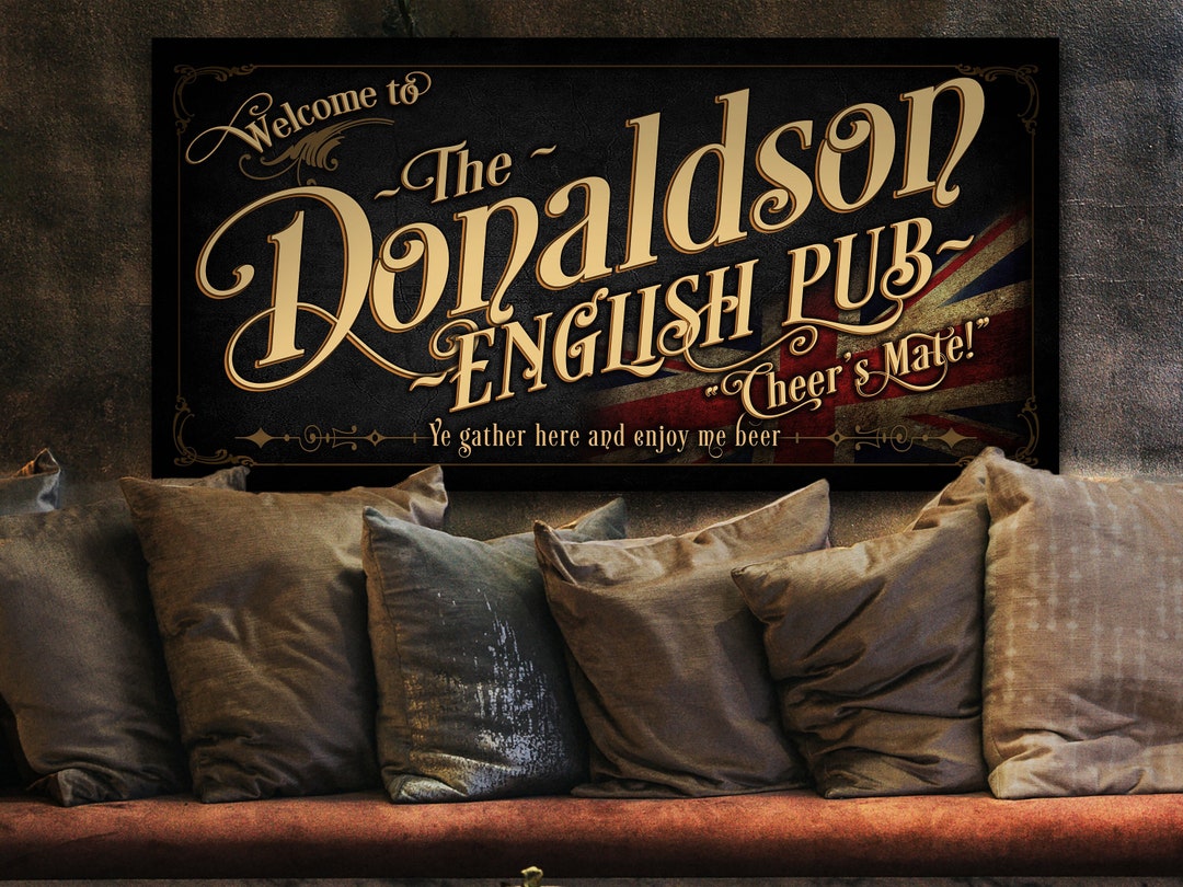 Vintage English Pub Sign Personalized, Bar Wall Decor, Personalized Bar ...