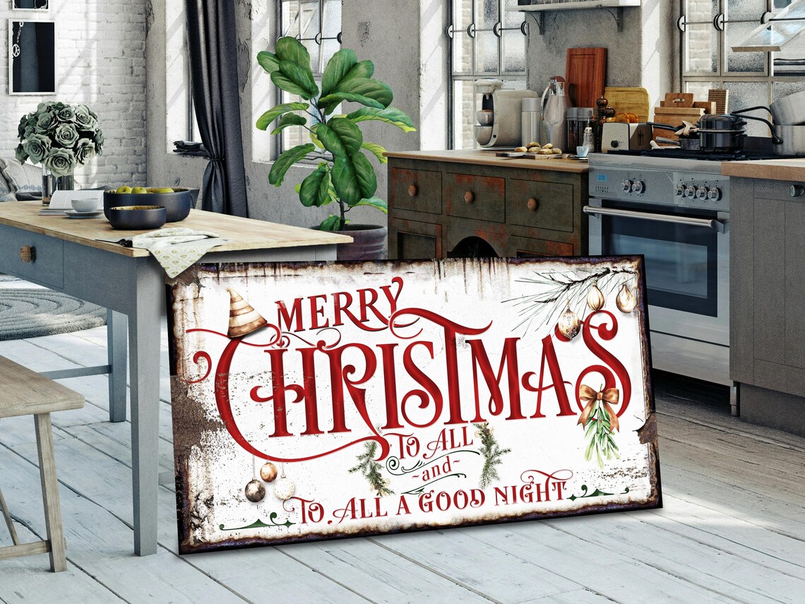 Rustic Christmas Sign: Farmhouse Holiday Wall Decor, Canvas or Metal - Etsy