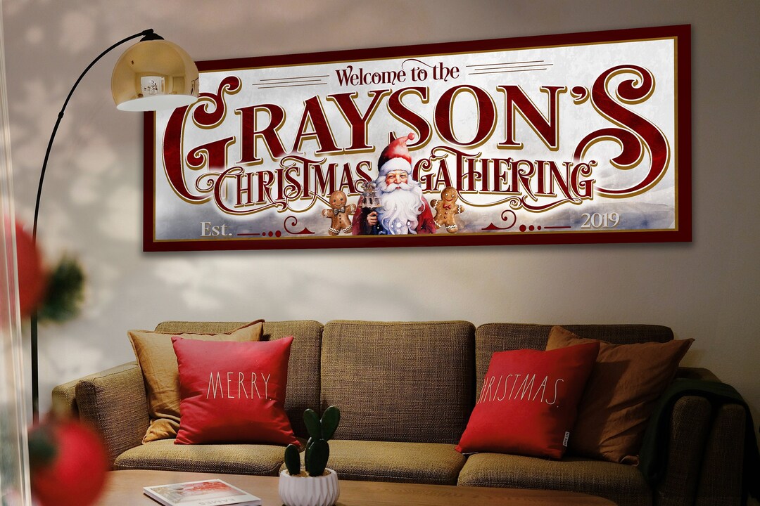 Personalized Family Christmas Sign | Santa Christmas Sign | Gingerbread ...