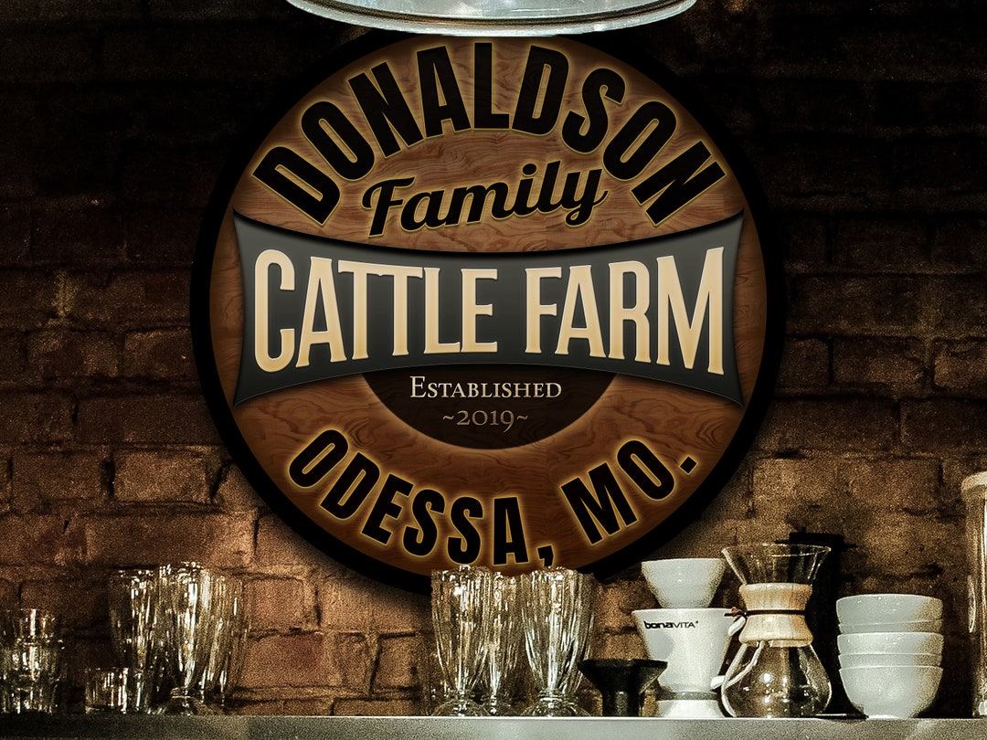 Solid Wood Cattle Farm Sign Round Wood Cattle Farm Sign Cattle Farm ...
