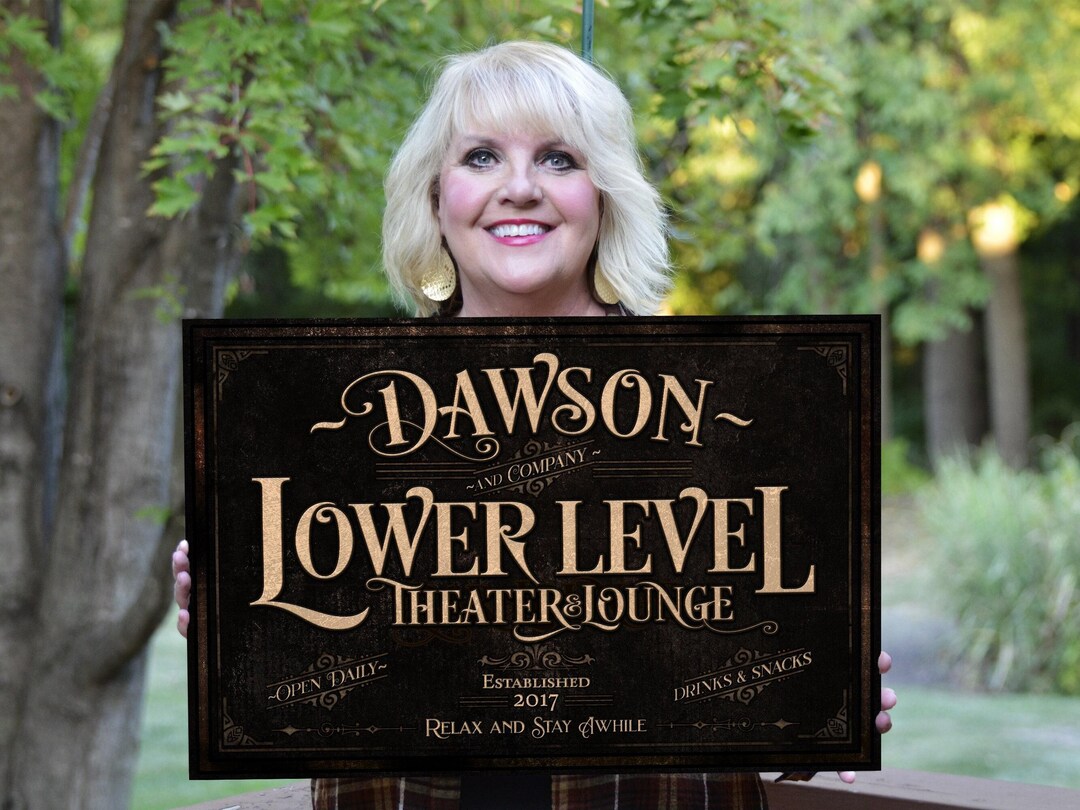 Personalized Lower Level Bar Sign, Home Theater Sign, Theater Lounge ...