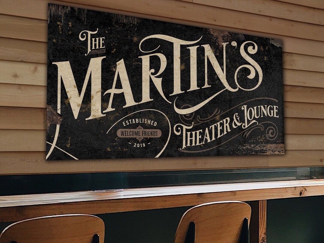 Vintage Home Theater Sign - Metal or Canvas | Custom Theater Lounge ...