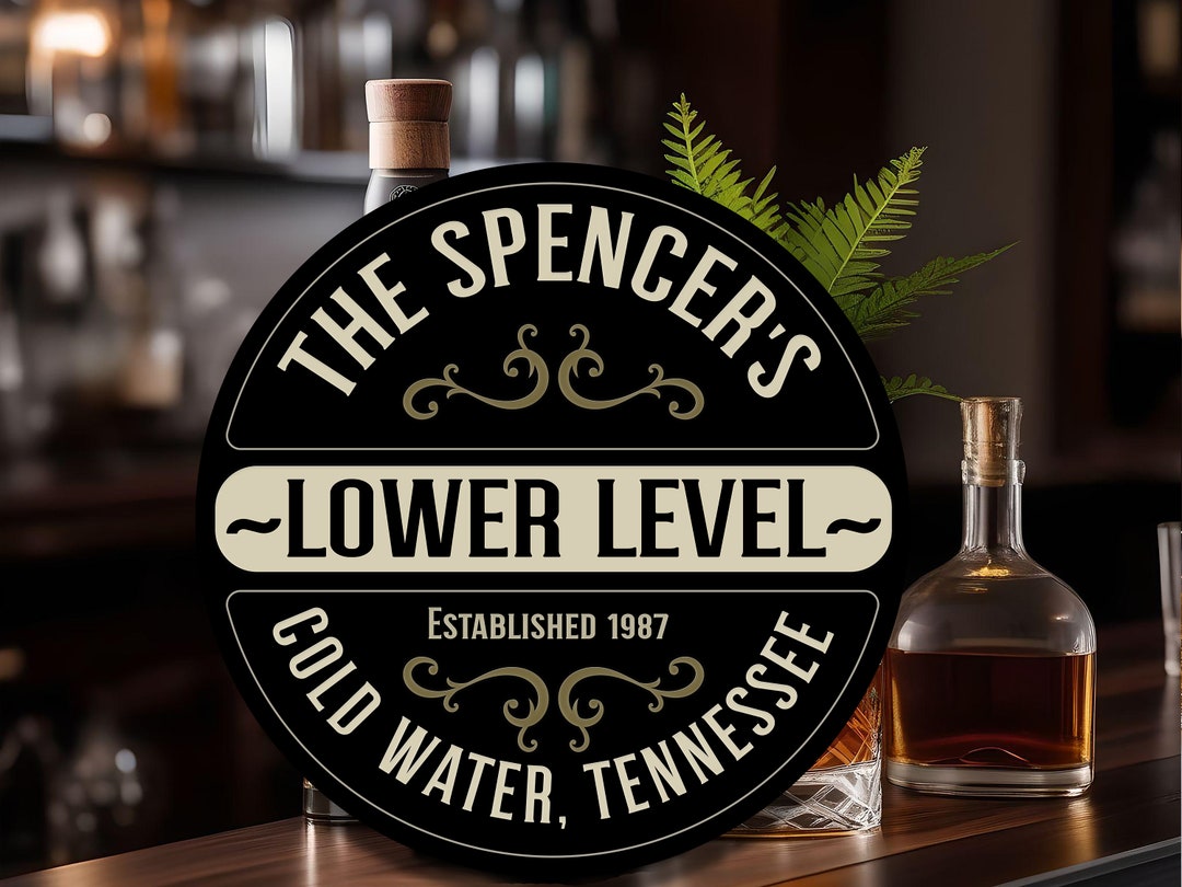 Solid Wood Lower Level Bar Sign, Personalized Basement Bar Sign, Bar ...