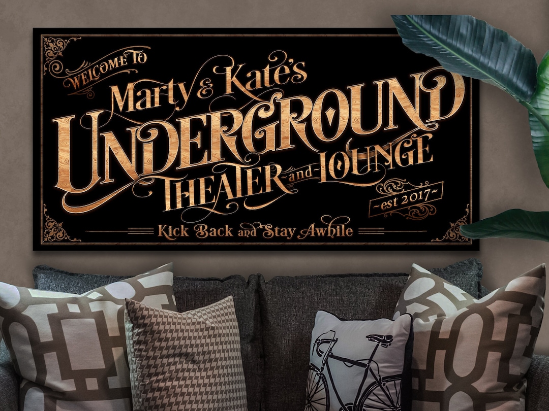 Personalized Underground Theater Lounge Sign: Custom Metal or Canvas - Etsy