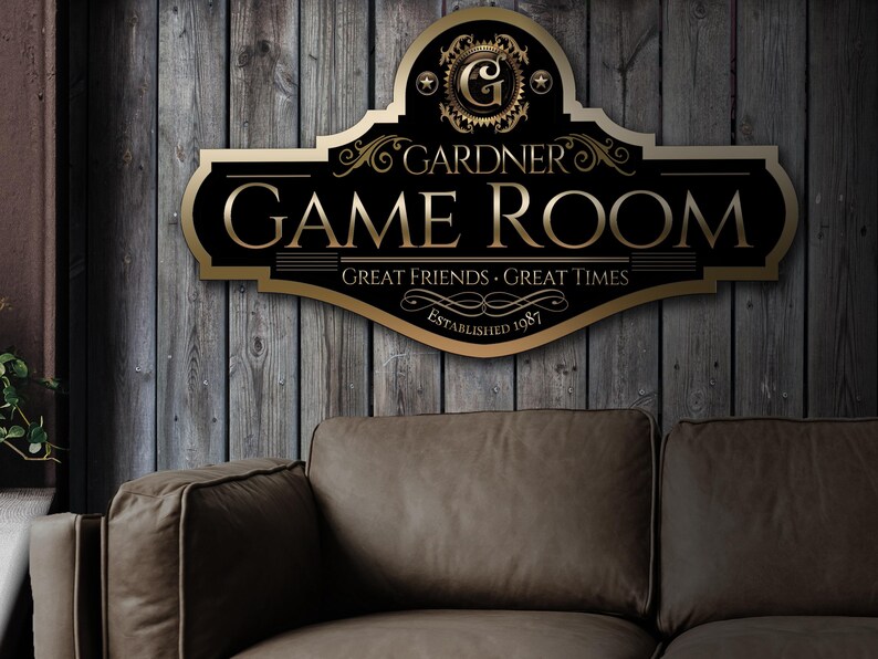 Personalized Metal Game Room Sign: Family Name, Established Year - Etsy