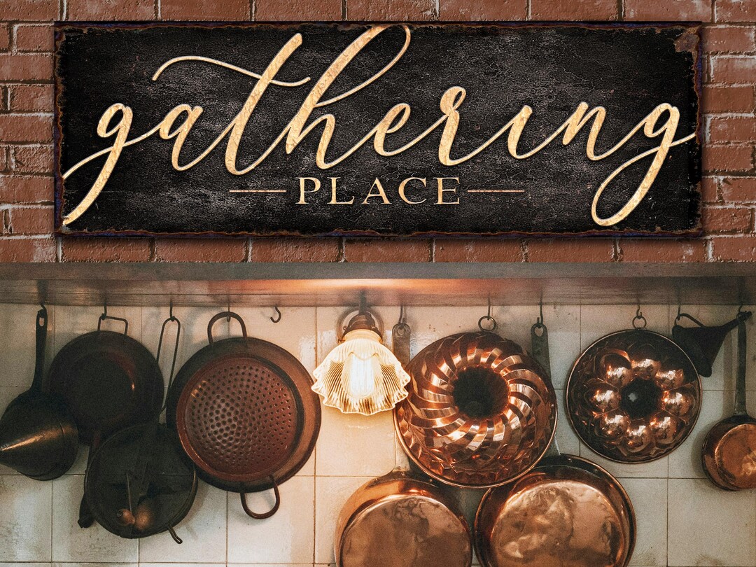 Gathering Place Sign: Dark Metal or Canvas, Modern Farmhouse Decor - Etsy