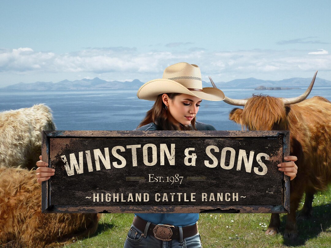 Highland Cattle Sign, Ranch Gate Sign, Highland Cattle Farm Sign ...