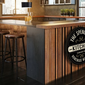 Solid Wood Family Kitchen Sign, Personalized Kitchen Sign, Kitchen ...