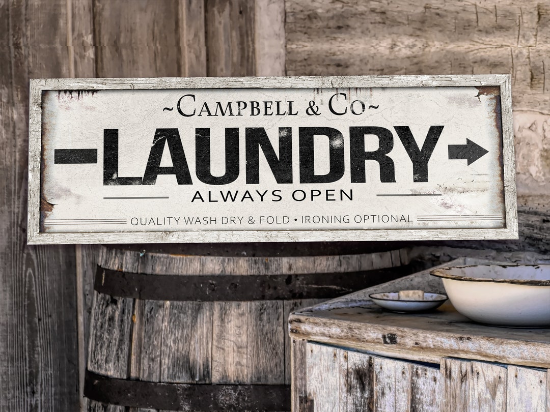 Family Laundry Sign With Personalized Family Name | Vintage Laundry ...