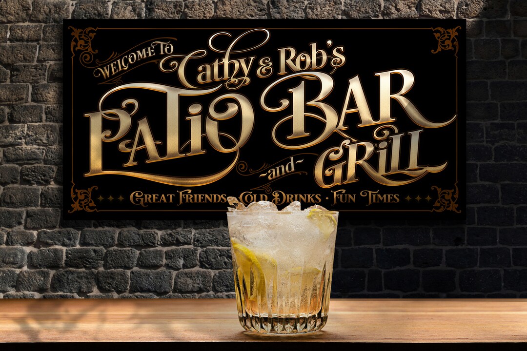 Personalized Patio Bar & Grill Sign | Custom Patio Bar Sign | Vintage ...