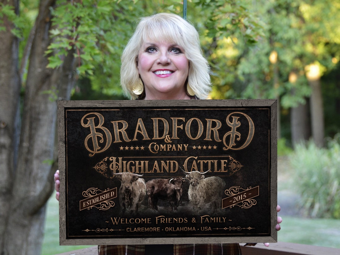 Highland Cattle Sign | Highland Cattle Ranch Sign | Cattle Farm Sign ...
