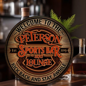 Personalized Sports Bar Sign | Round Bar Signs | Man Cave Wall Décor ...