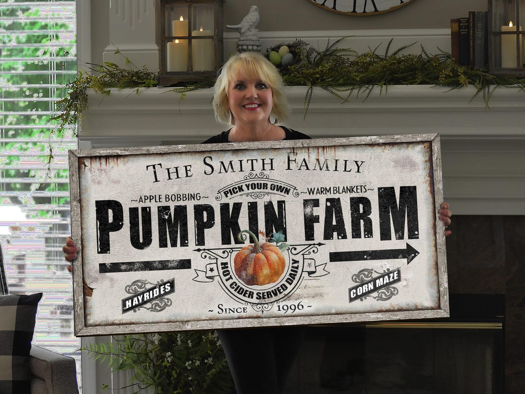 Pumpkin Farm Sign | Farmhouse Pumpkin Sign | Personalized Fall Sign ...