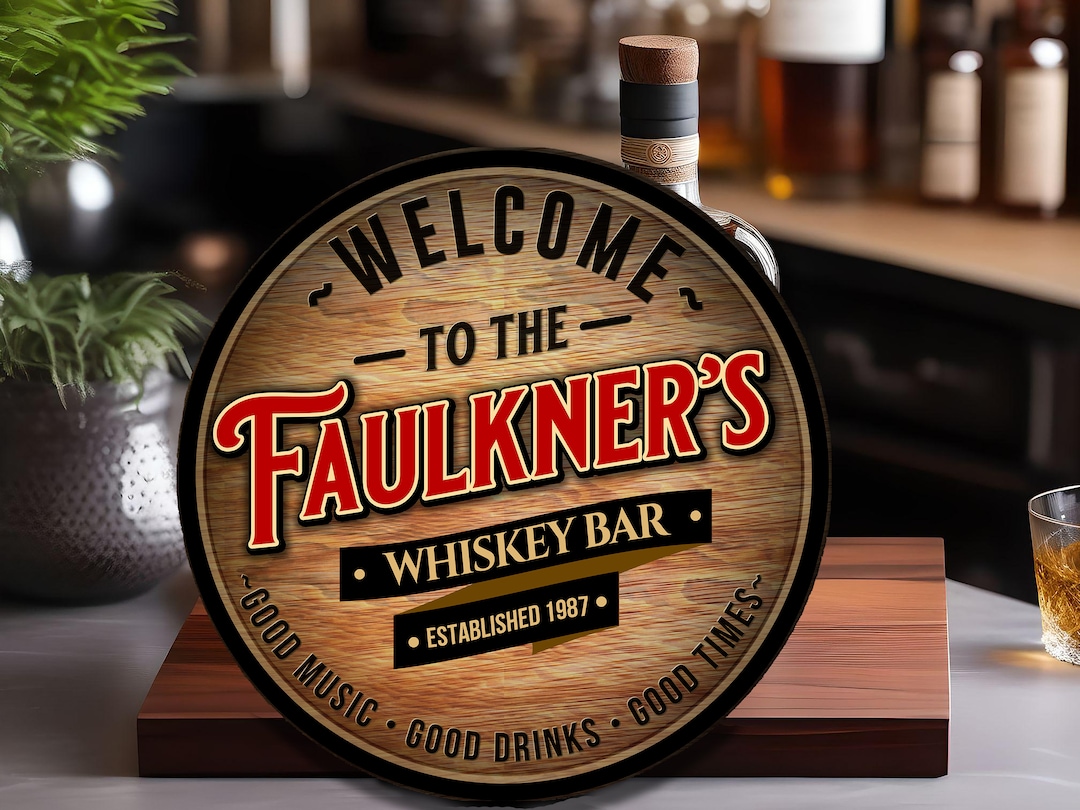 Personalized Whiskey Bar Sign Metal Signs Man Cave Wall Décor Wooden ...