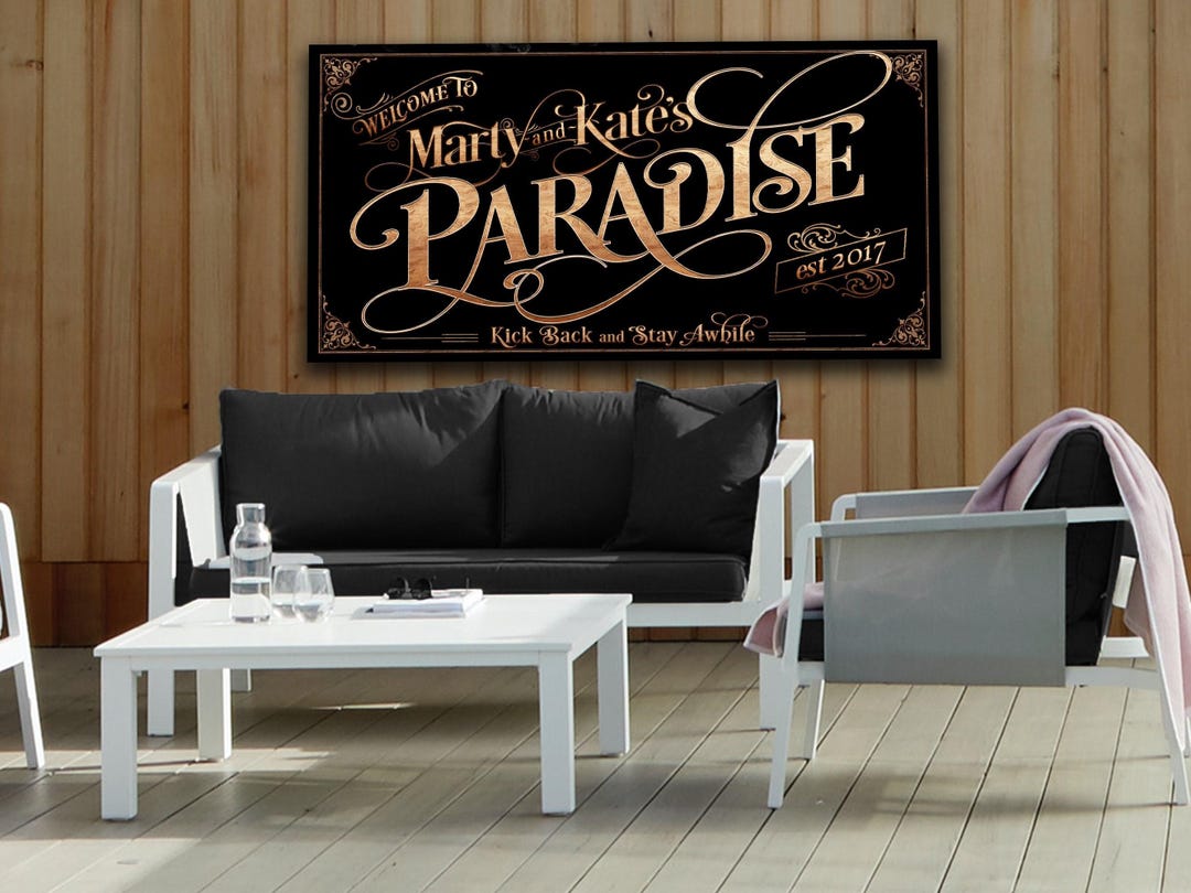 Personalized Paradise Family Name Sign: Metal or Canvas - Etsy