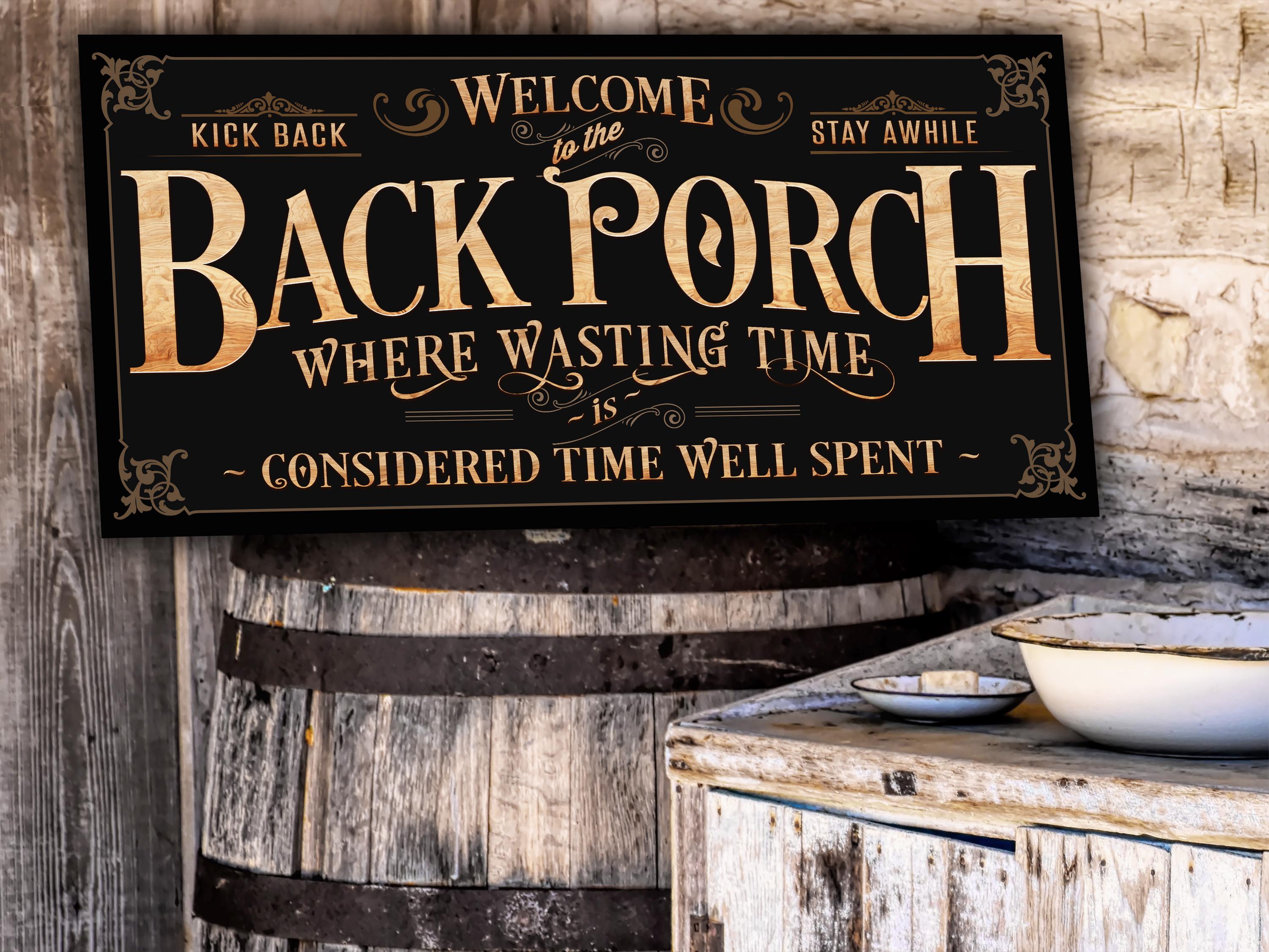 Back Porch Sign: Woodgrain Letters on Metal or Canvas - Etsy
