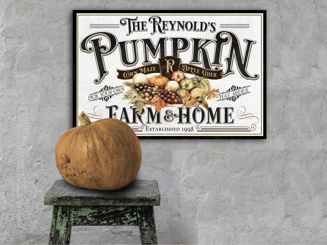 Personalized Pumpkin Farm Sign Farmhouse Pumpkin Sign Vintage Pumpkin ...