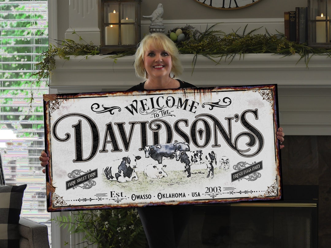 Personalized Dairy Farm Sign Holstein Cattle Sign Family Name Sign ...