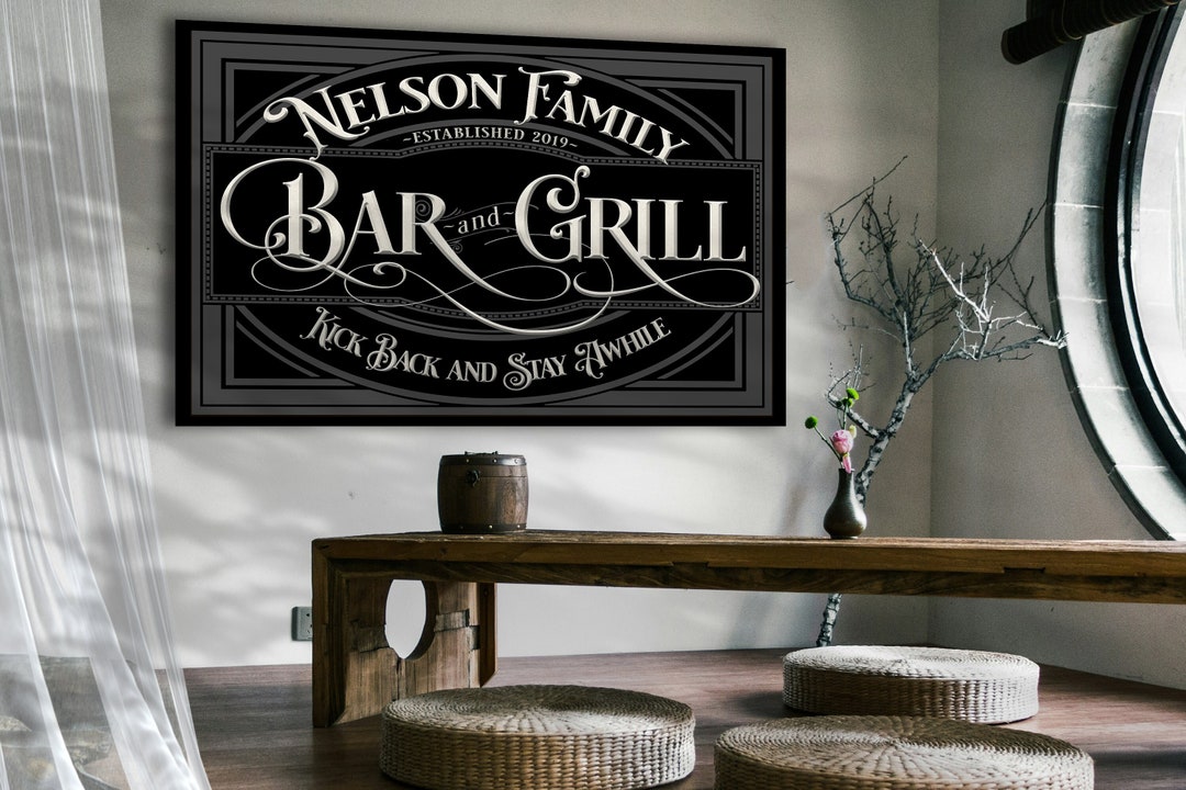Personalized Family Bar and Grill Sign | Custom Bar and Grill Decor ...
