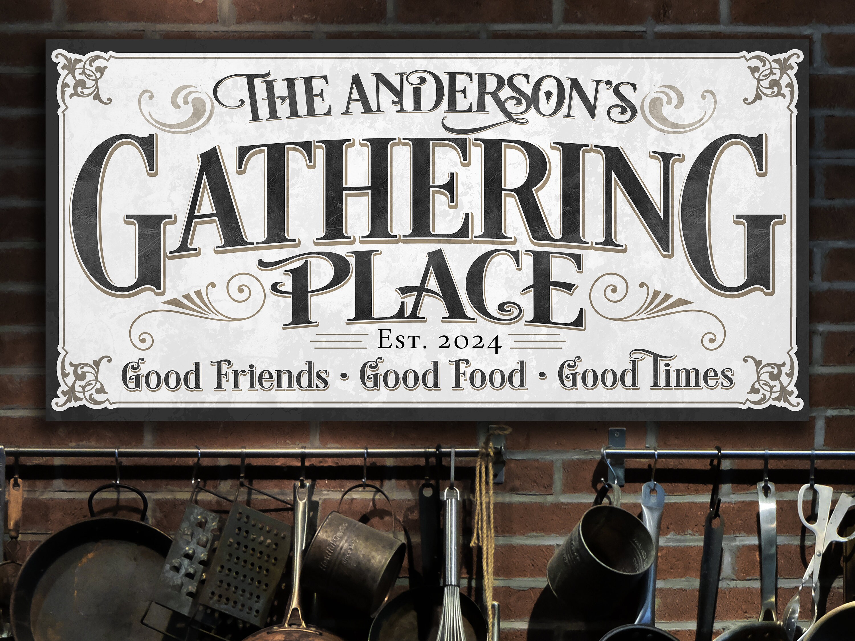 Personalized Gathering Place Sign: Vintage Farmhouse Canvas or Metal - Etsy
