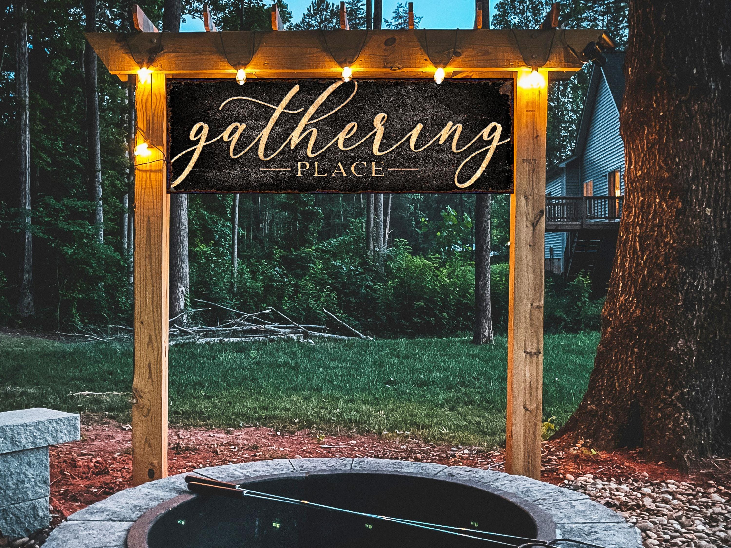 Gathering Place Sign: Dark Metal or Canvas, Modern Farmhouse Decor - Etsy
