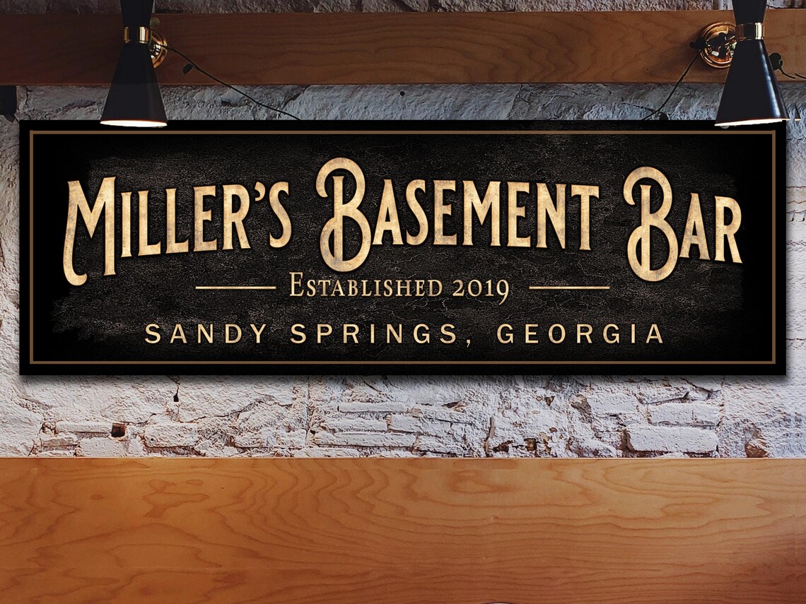 Personalized Basement Bar Sign: Custom Canvas or Metal Bar Art - Etsy