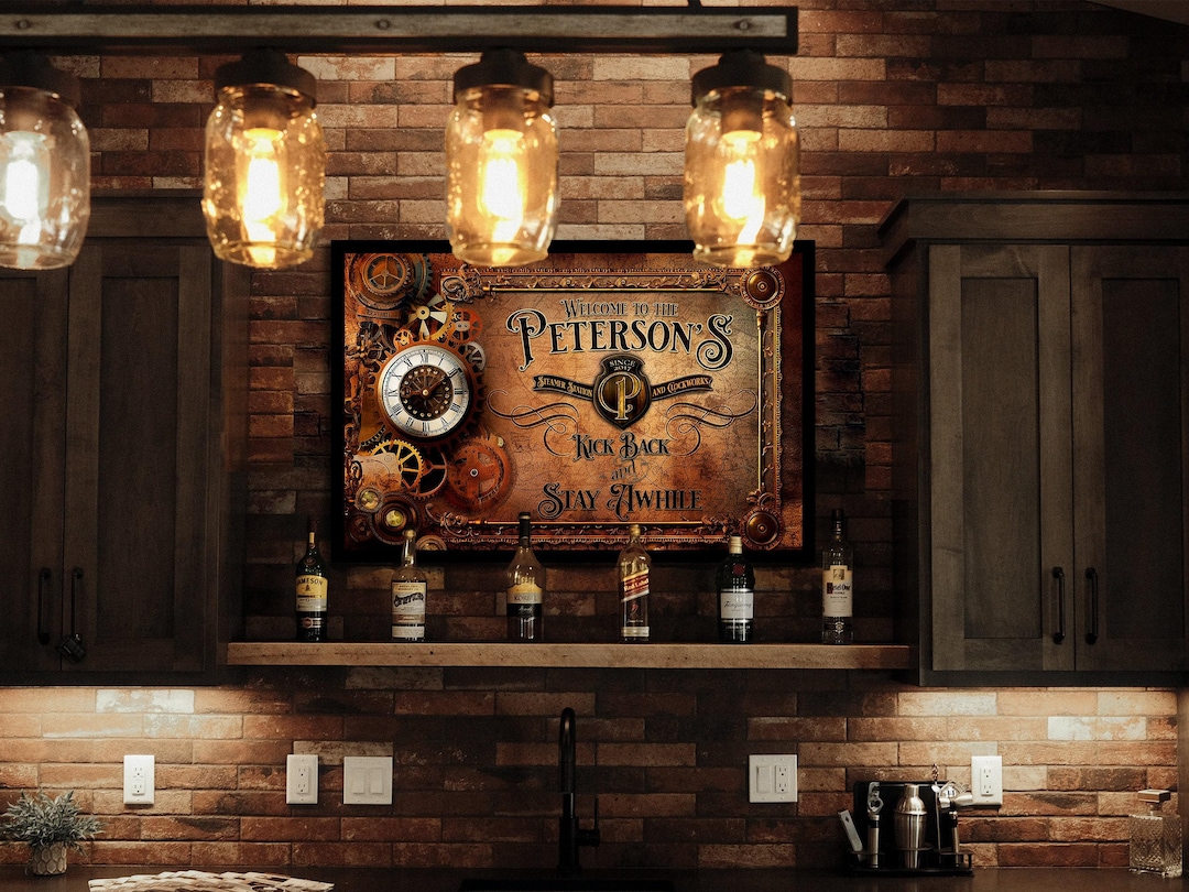 Personalized Steampunk Family Name Sign: Metal or Canvas Wall Art - Etsy