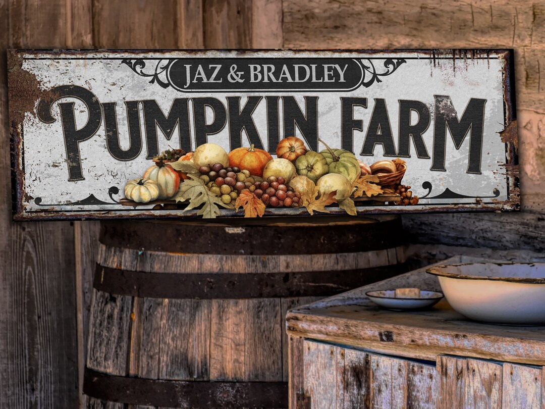 Pumpkin Farm Sign | Personalized Family Name Pumpkin | Rustic Farmhouse ...