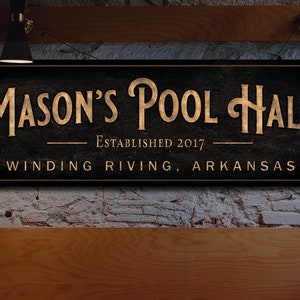 Personalized Pool Hall Sign | Custom Bar Sign | Custom Billiards Sign ...