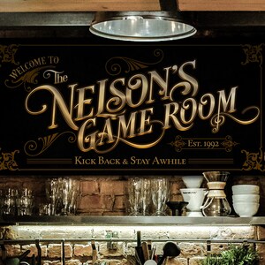 Custom Family Game Room Sign | Personalized Family Gameroom Sign ...