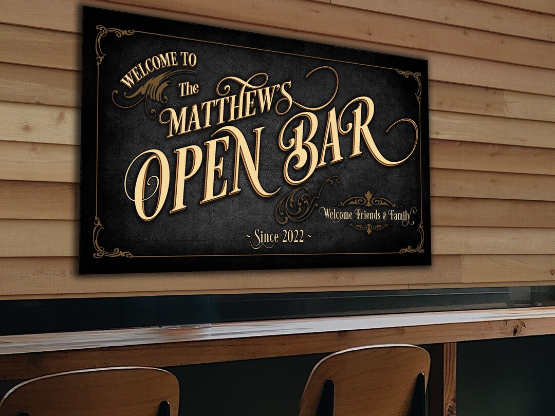 Open Bar Sign Personalized, Wedding Bar Wall Decor, Personalized Bar ...