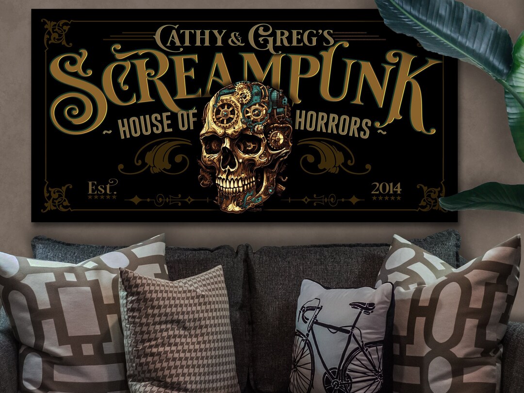 Custom Steampunk Skull Halloween Sign Halloween Steampunk Sign Scary ...