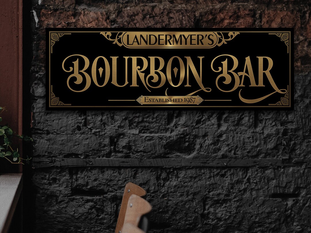 Classic Vintage Bourbon Bar Sign | Personalized Bar Sign | Vintage ...