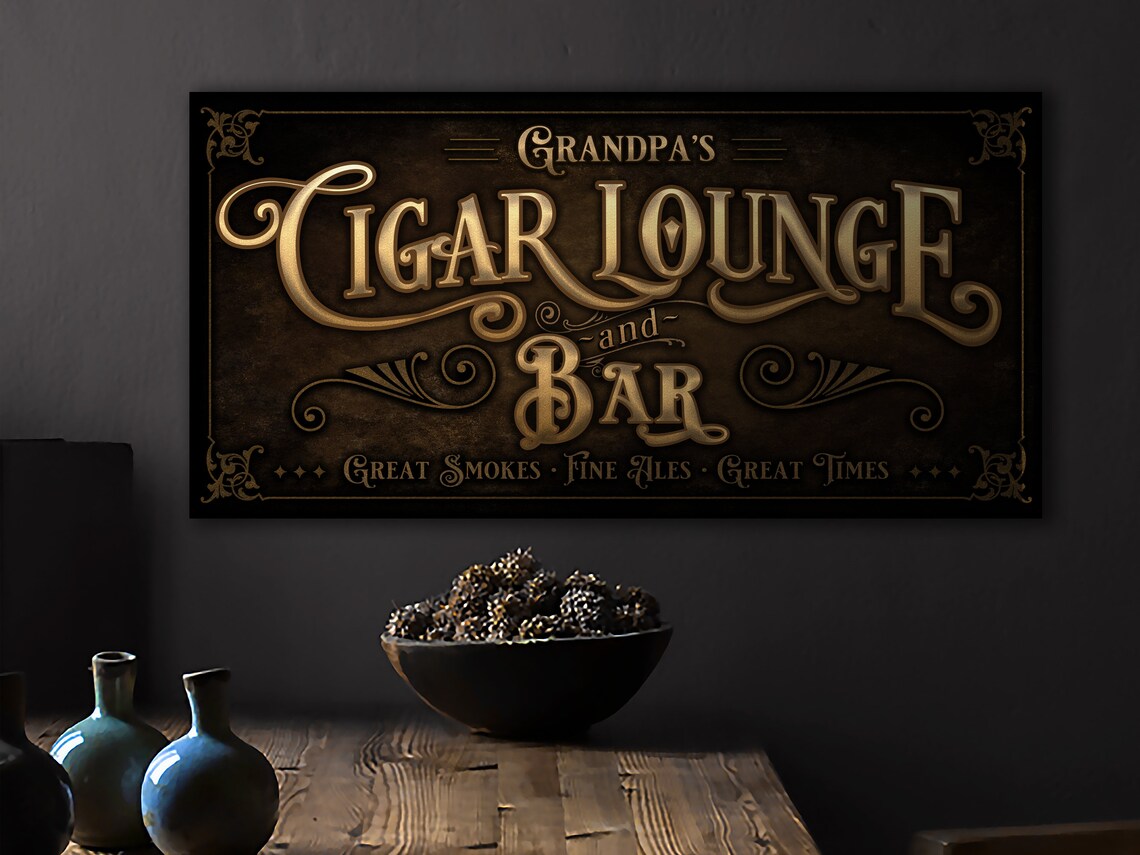 Cigar Bar Sign Cigar Accessories Man Cave Decor Man Cave - Etsy