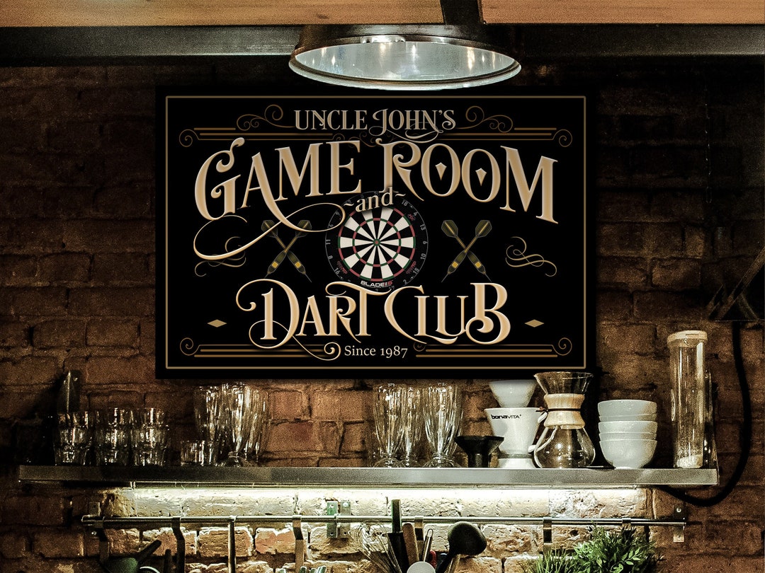 Personalized Game Room & Dart Club Sign | Custom Dart Club Sign ...