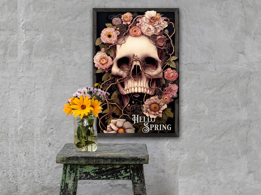 Sugar Skull Skull Decor Spring Sign Sugar Skull Sign Flower Sign ...