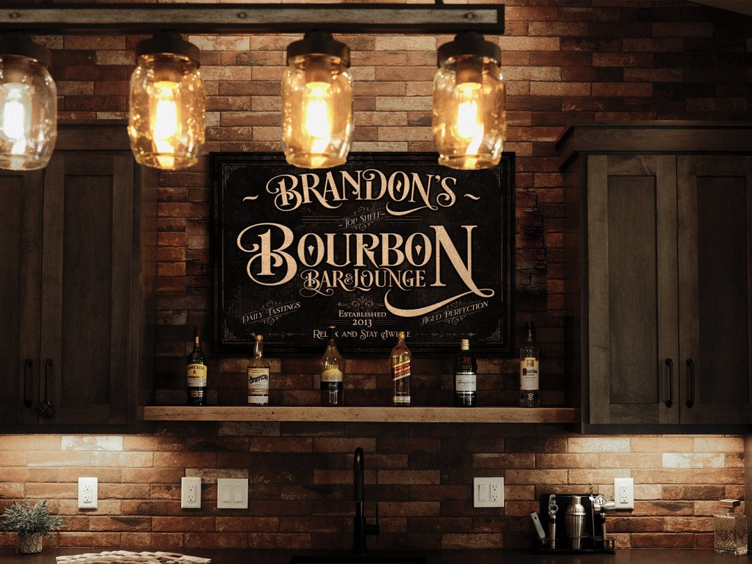 Personalized Bourbon Bar Sign | Bourbon Bar Sign | Bourbon Lounge Sign ...