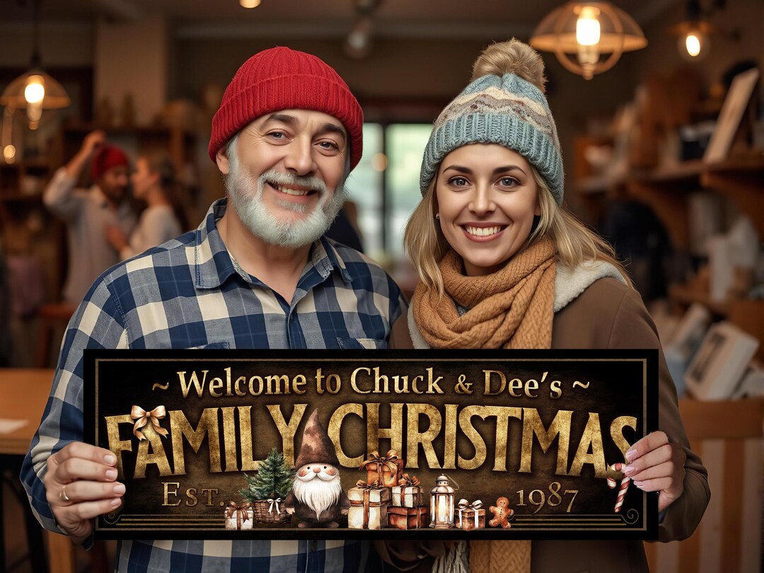 Personalized Family Christmas Sign: Rustic Santa Canvas or Metal - Etsy