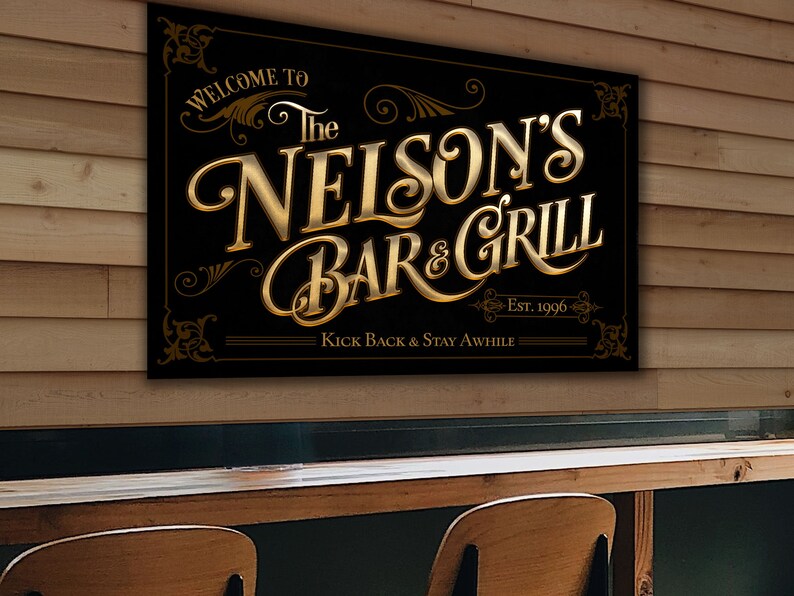 Custom Family Bar and Grill Sign Family Name Patio Bar Sign - Etsy