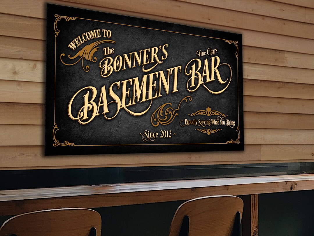 Basement Bar Sign Personalized, Bar Wall Decor, Personalized Bar Sign ...