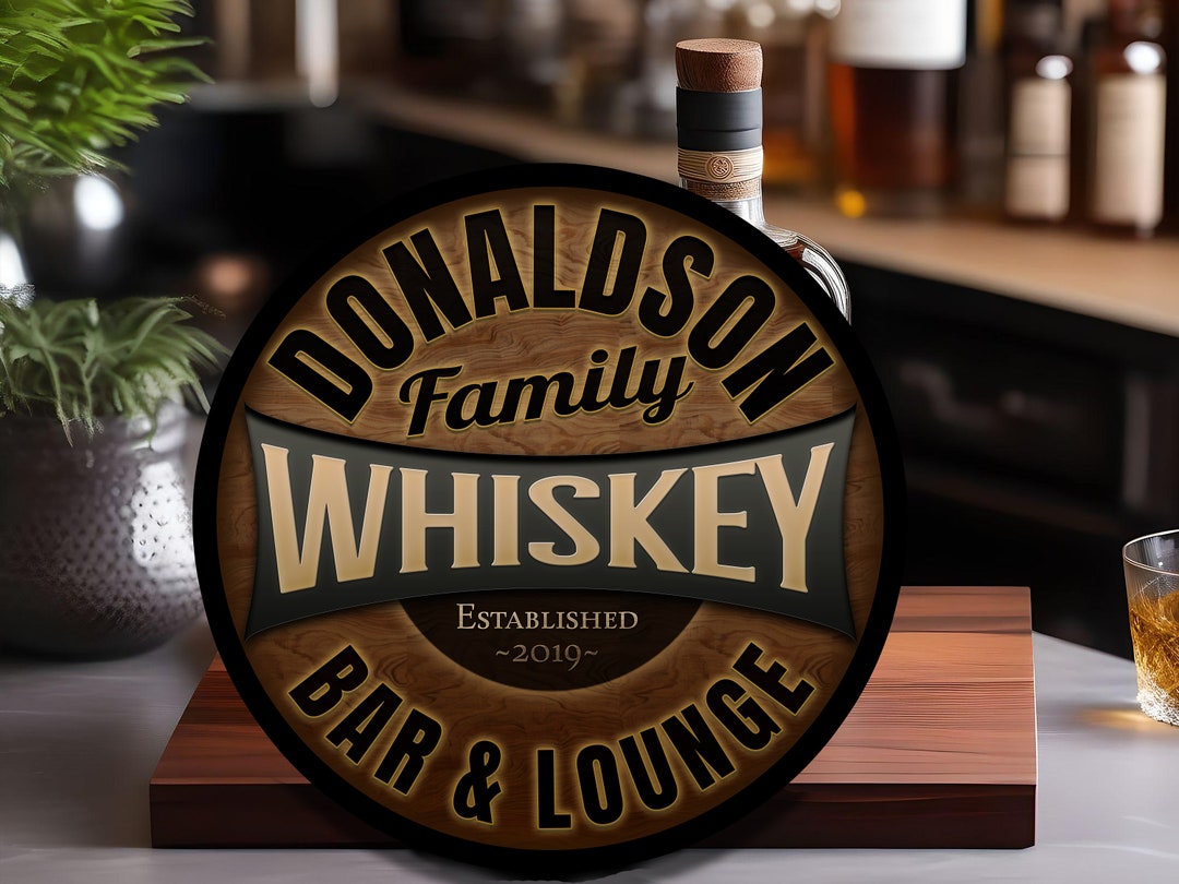 Round Whiskey Bar Sign Metal Signs Bar Décor Metal Whiskey Sign Custom ...