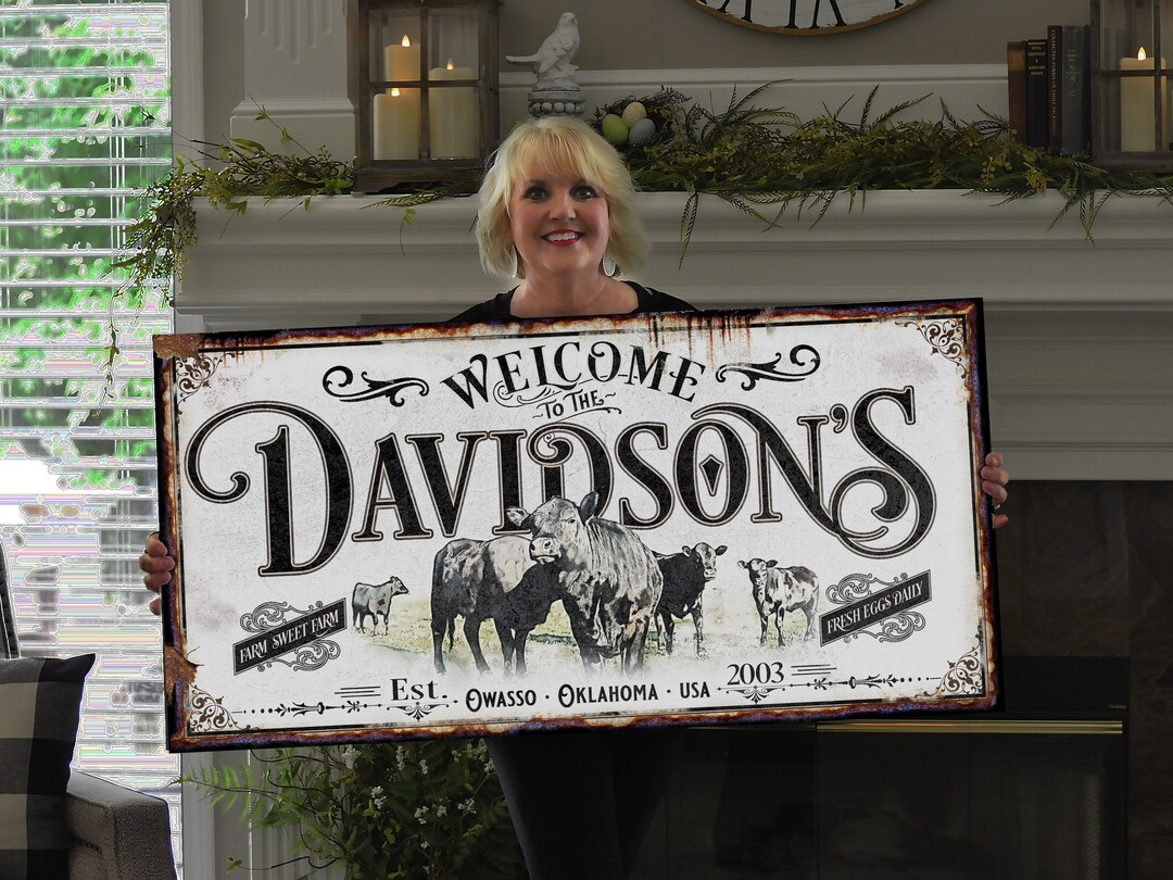 Black Angus Personalized Sign | Family Name Farmhouse Sign | Farmhouse ...