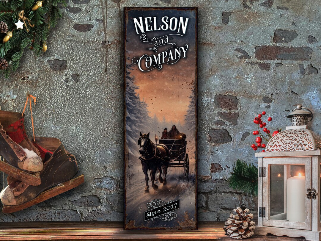 Personalized Winter Horse Carriage Sign: Custom Name Farmhouse Decor - Etsy