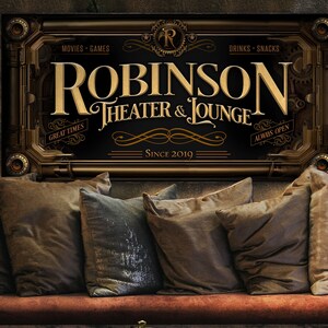 Personalized Steampunk Theater Sign: Metal or Canvas Game Room Decor - Etsy